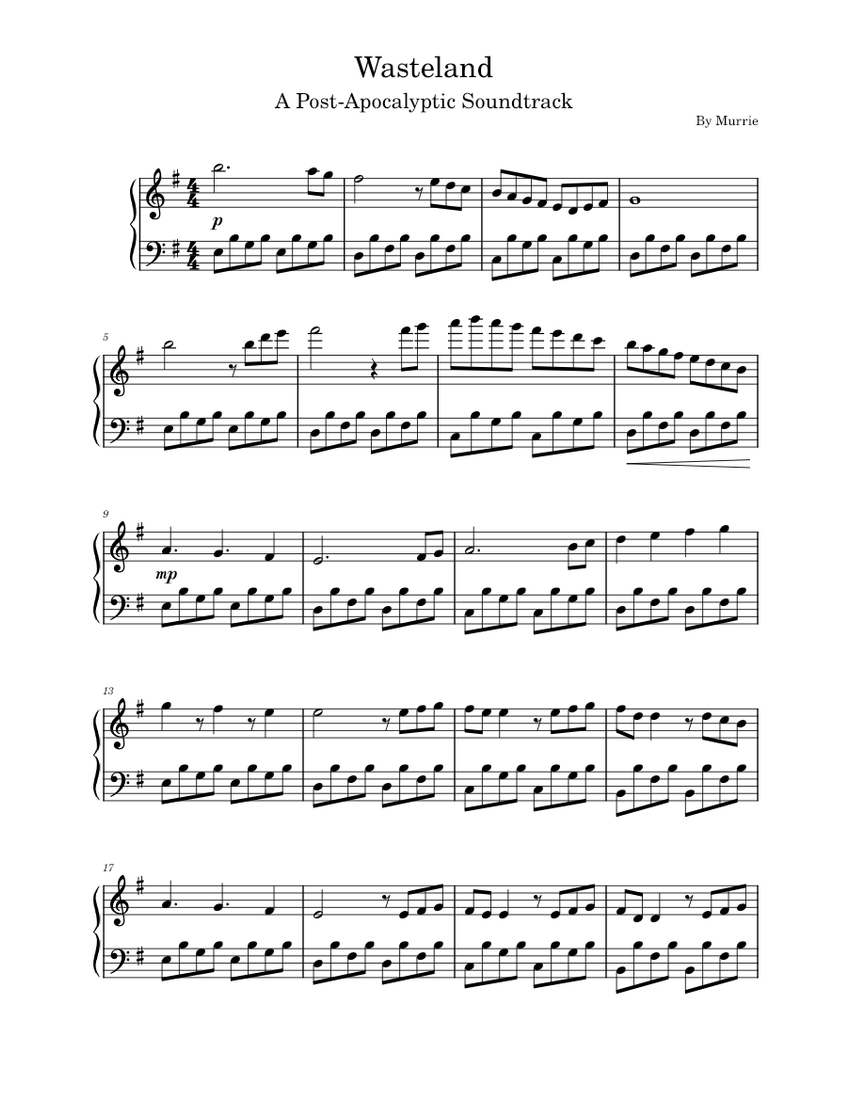 Wasteland Sheet music for Piano (Solo) | Musescore.com
