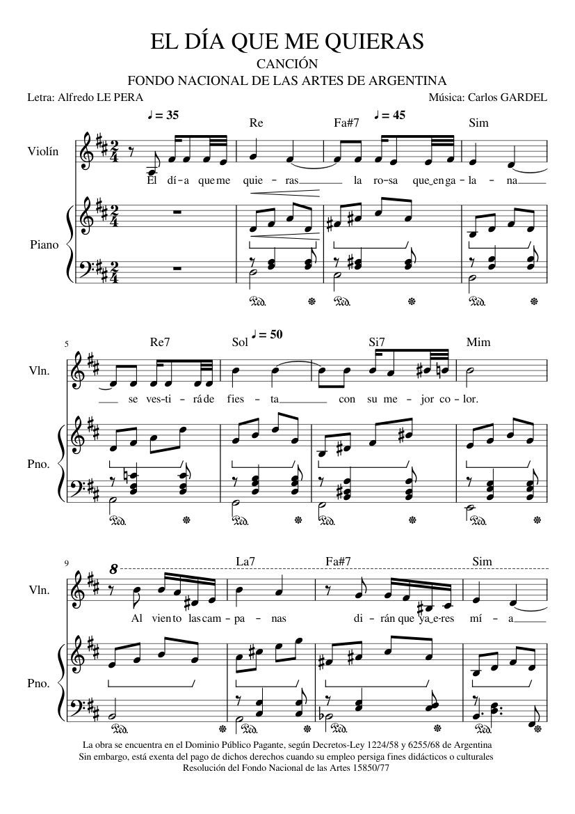 EL DÍA QUE ME QUIERAS - Canción - Música: Carlos GARDEL - Letra: Alfredo LE PERA - Fondo ...