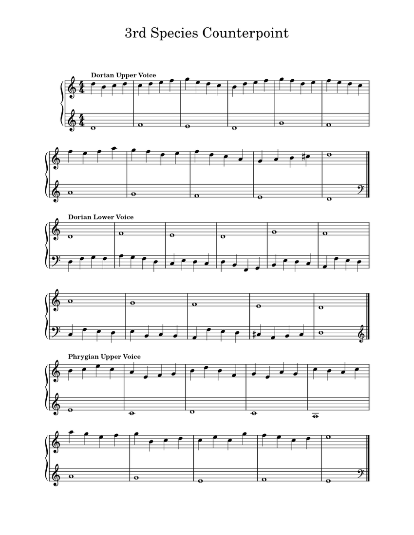 3rd Species Counterpoint Sheet music for Piano (Solo) | Musescore.com