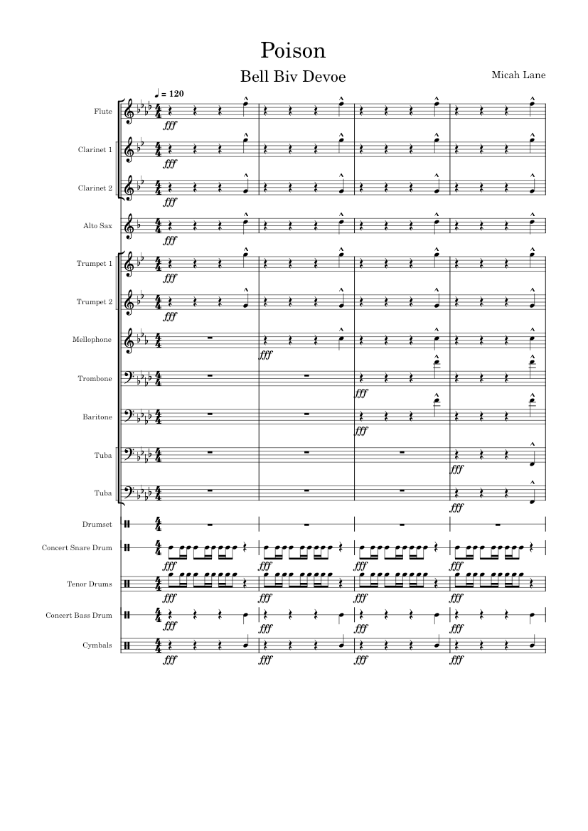 Poison – Bell Biv DeVoe Sheet music for Trombone, Tuba, Flute, Clarinet ...