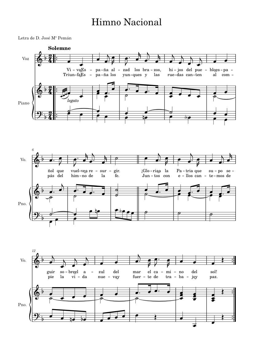 Himno Nacional (Marcha Real) Sheet music for Piano, Vocals (Piano-Voice ...