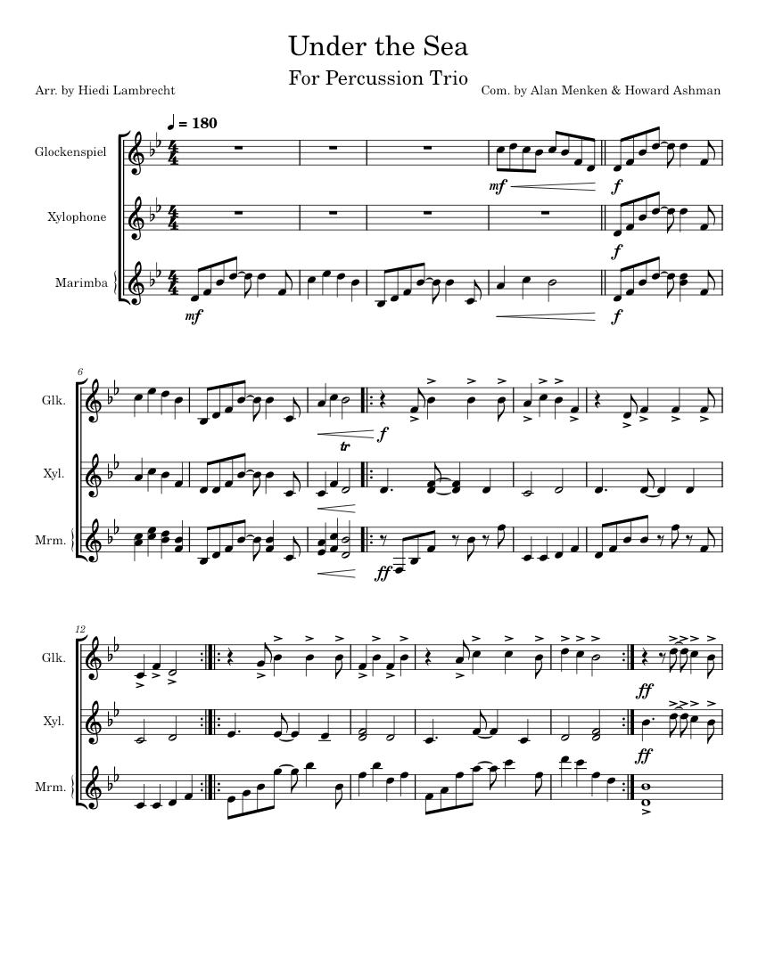 Under The Sea (from The Little Mermaid) – Alan Menken Sheet music for ...