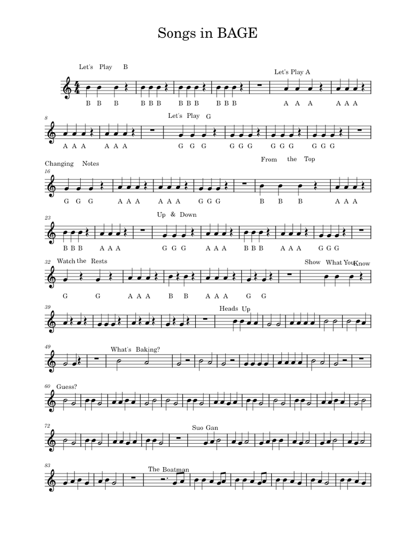 Songs_in_BAGE Sheet music for Piano (Solo) Easy | Musescore.com