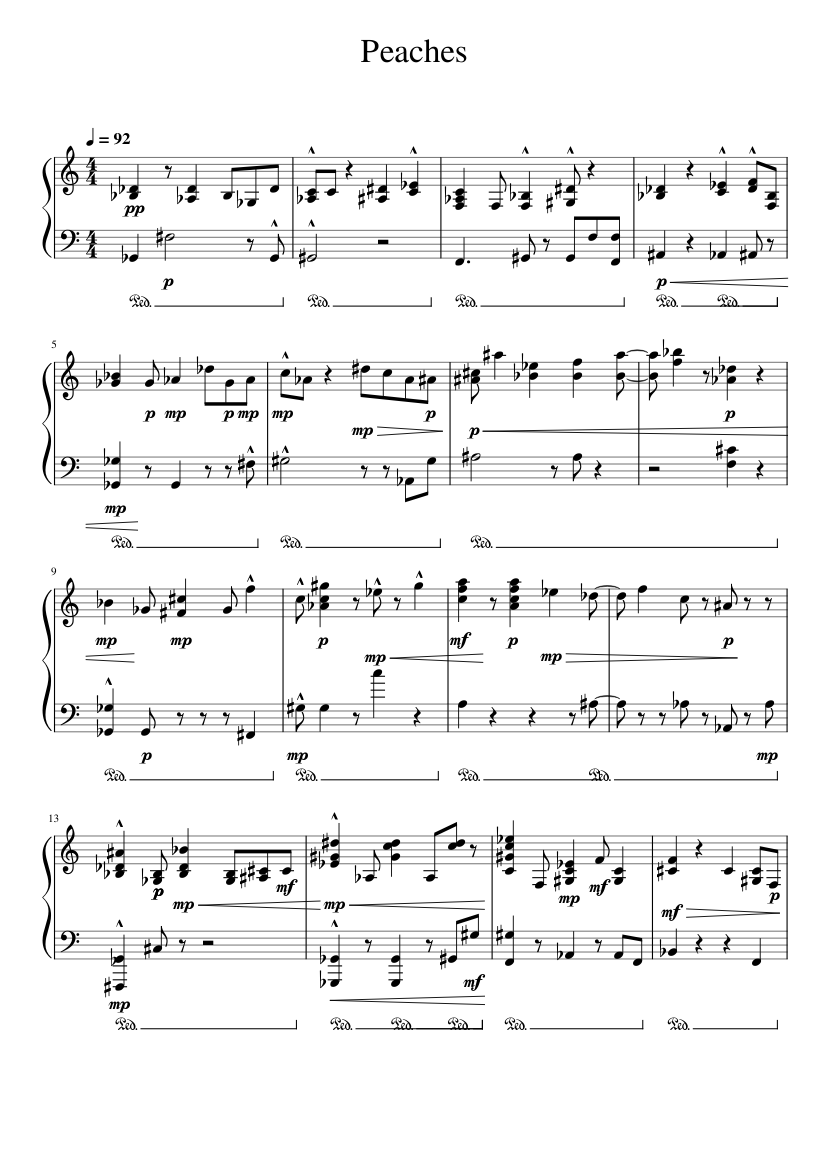 Peaches - The Super Mario Bros Movie Peaches Sheet Music for Piano ...