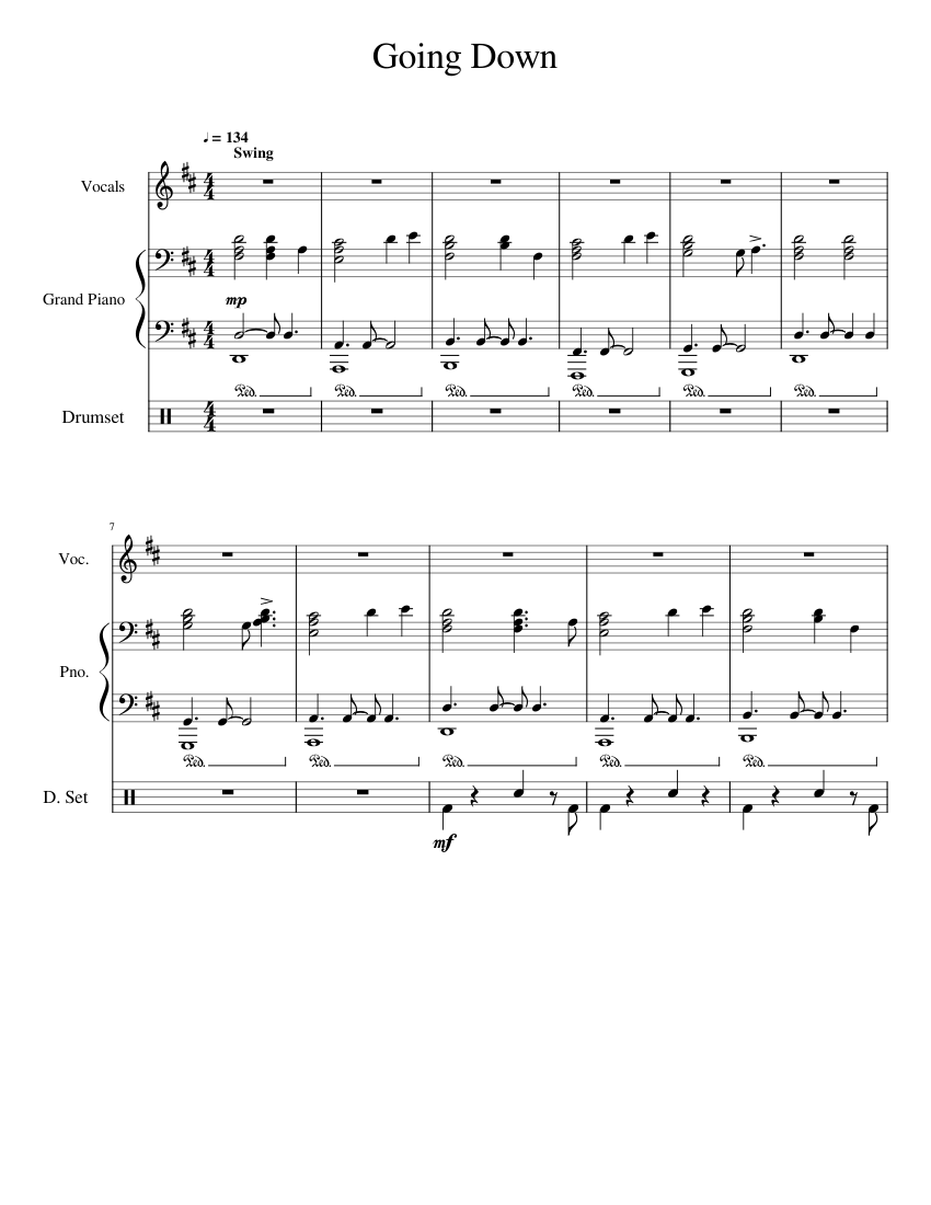 Going Down Sheet music for Piano, Drum group (Mixed Trio) | Musescore.com