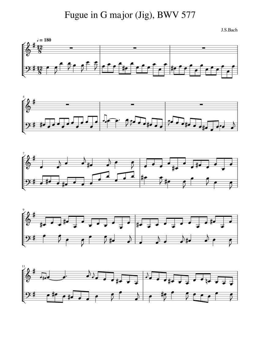 Fugue_in_G_major_(Jig),_BWV_577 Sheet music for Piano (Solo ...