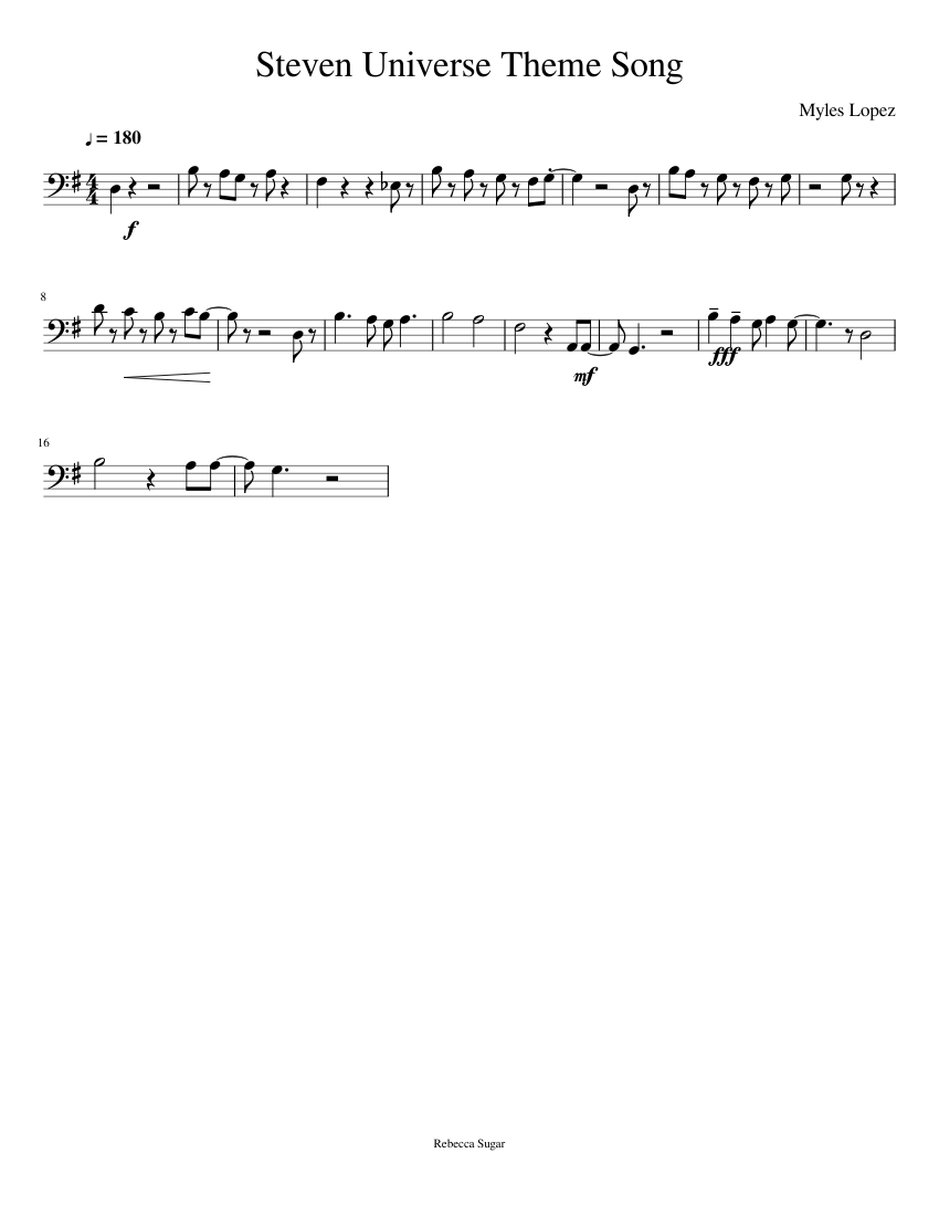 Steven Universe Theme Song for Trombone Sheet Music for Trombone (Solo ...