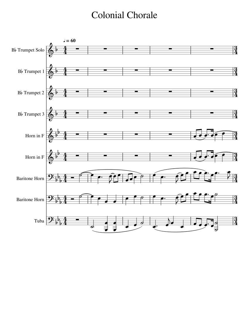 Colonial Chorale Sheet music for Tuba, Trumpet in b-flat, French horn ...
