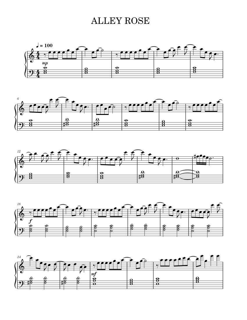 Alley Rose – Conan Gray Sheet Music with Chords for Piano (Solo) easy ...