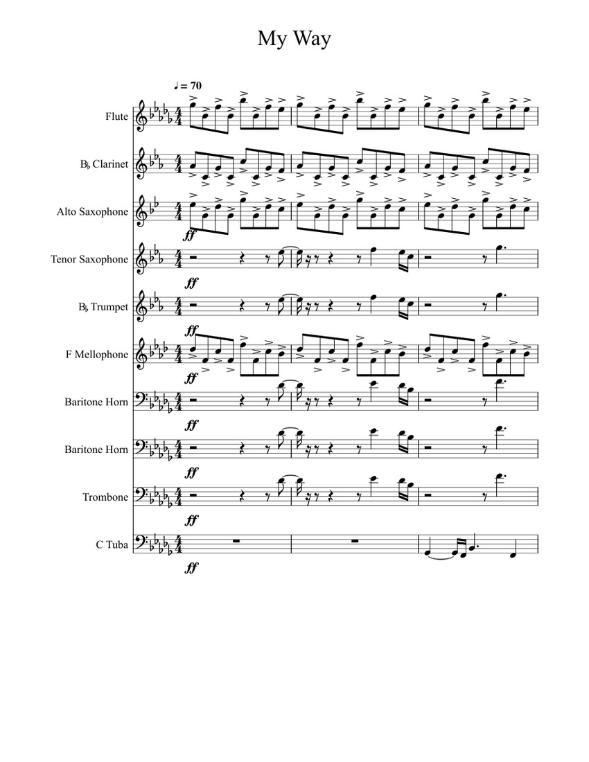 My Way Sheet music for Trombone, Tuba, Flute (Mixed Trio) | Musescore.com