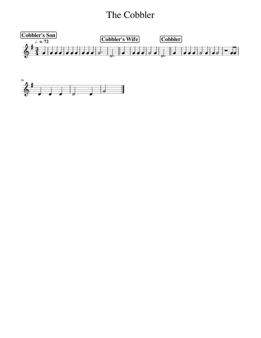 The Cobbler Sheet music for Piano (Solo) Easy | Musescore.com