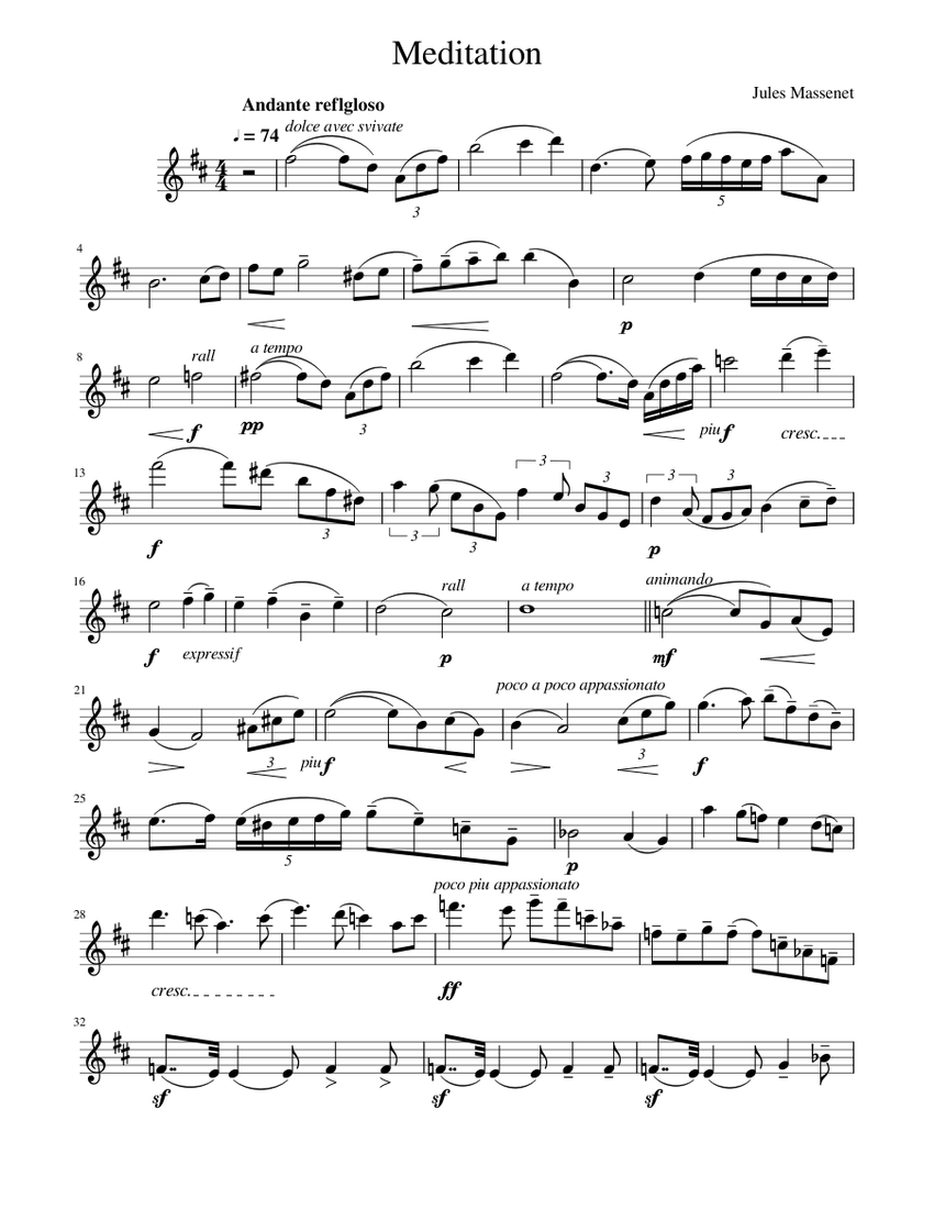 Meditation Sheet music for Flute (Solo) | Musescore.com