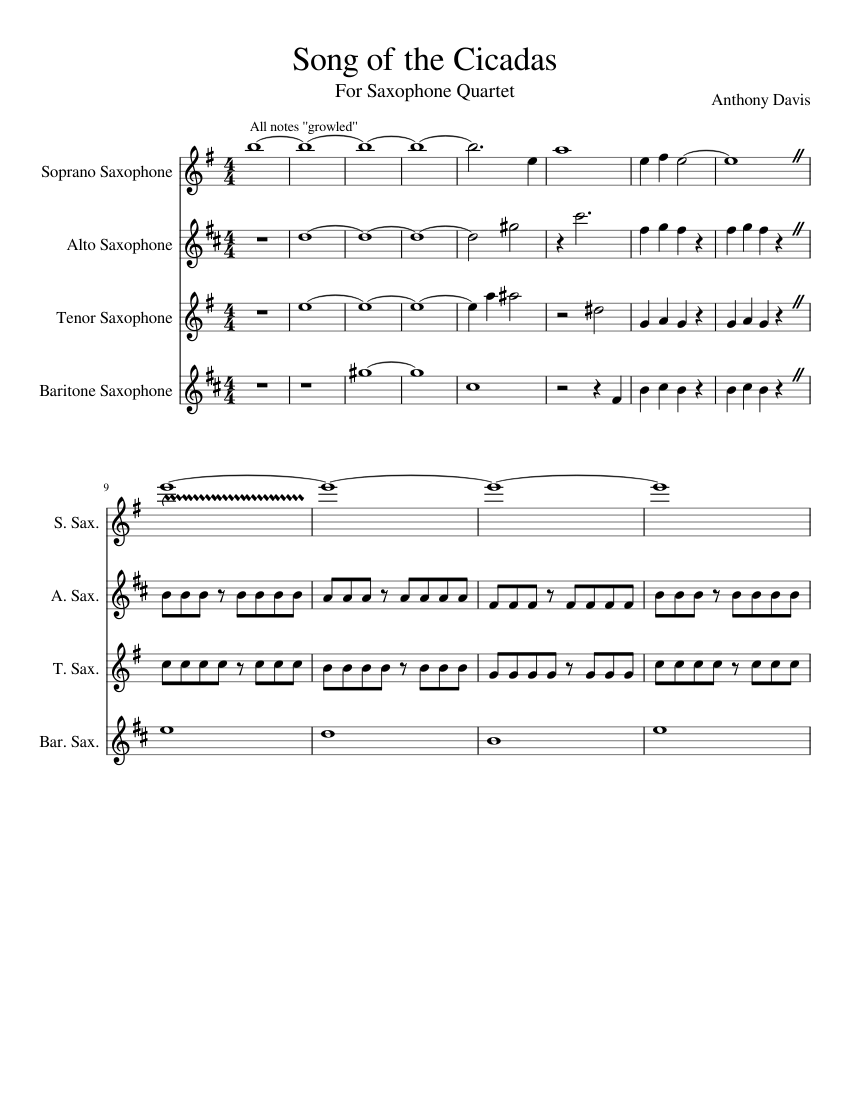 Song of the Cicadas Sheet music for Saxophone alto, Saxophone tenor ...