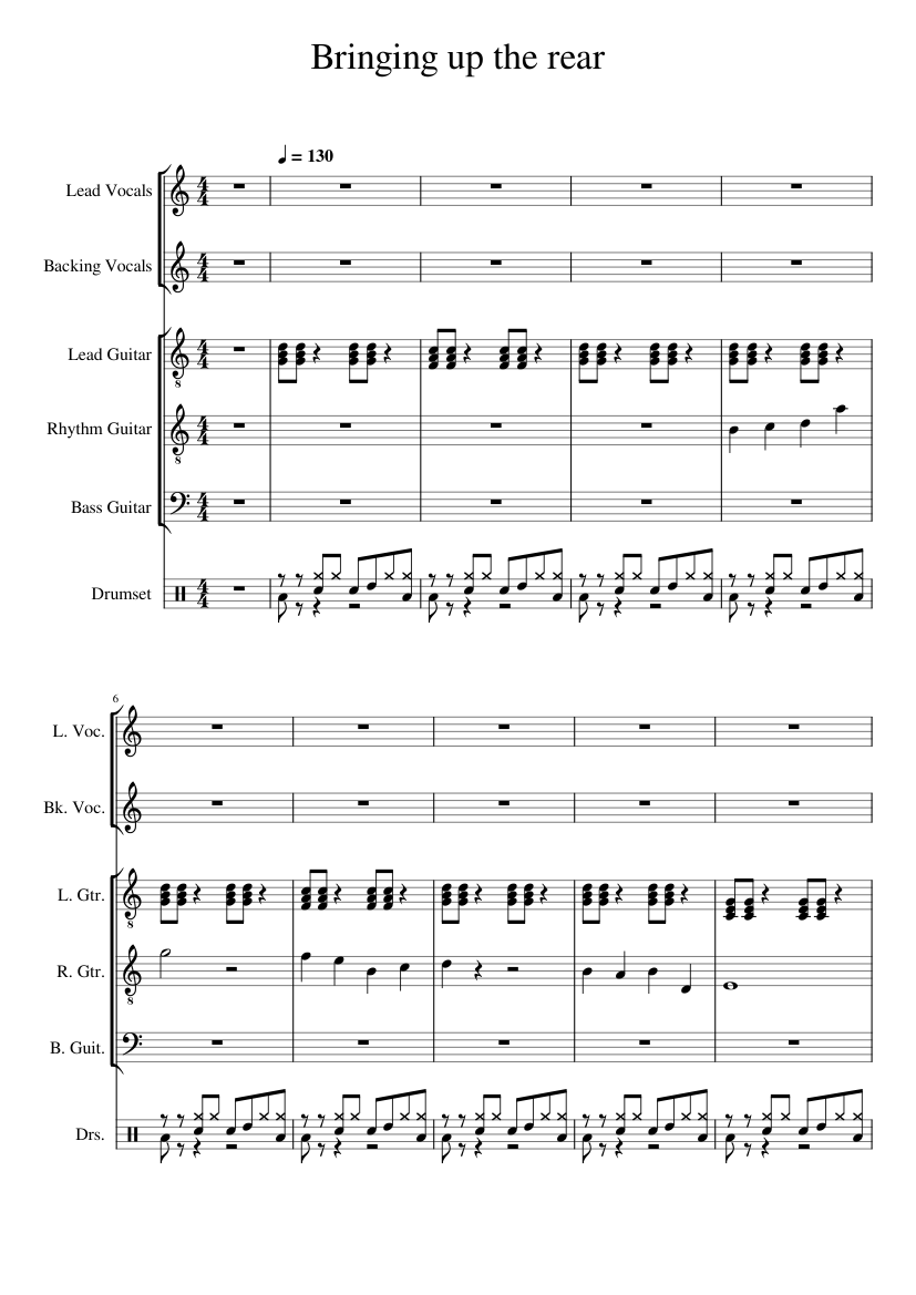 Bringing_up_the_rear Sheet music for Vocals, Guitar, Bass guitar, Drum ...