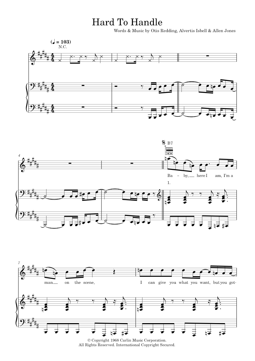 hard to handle Sheet music for Piano, Vocals by The Black Crowes ...