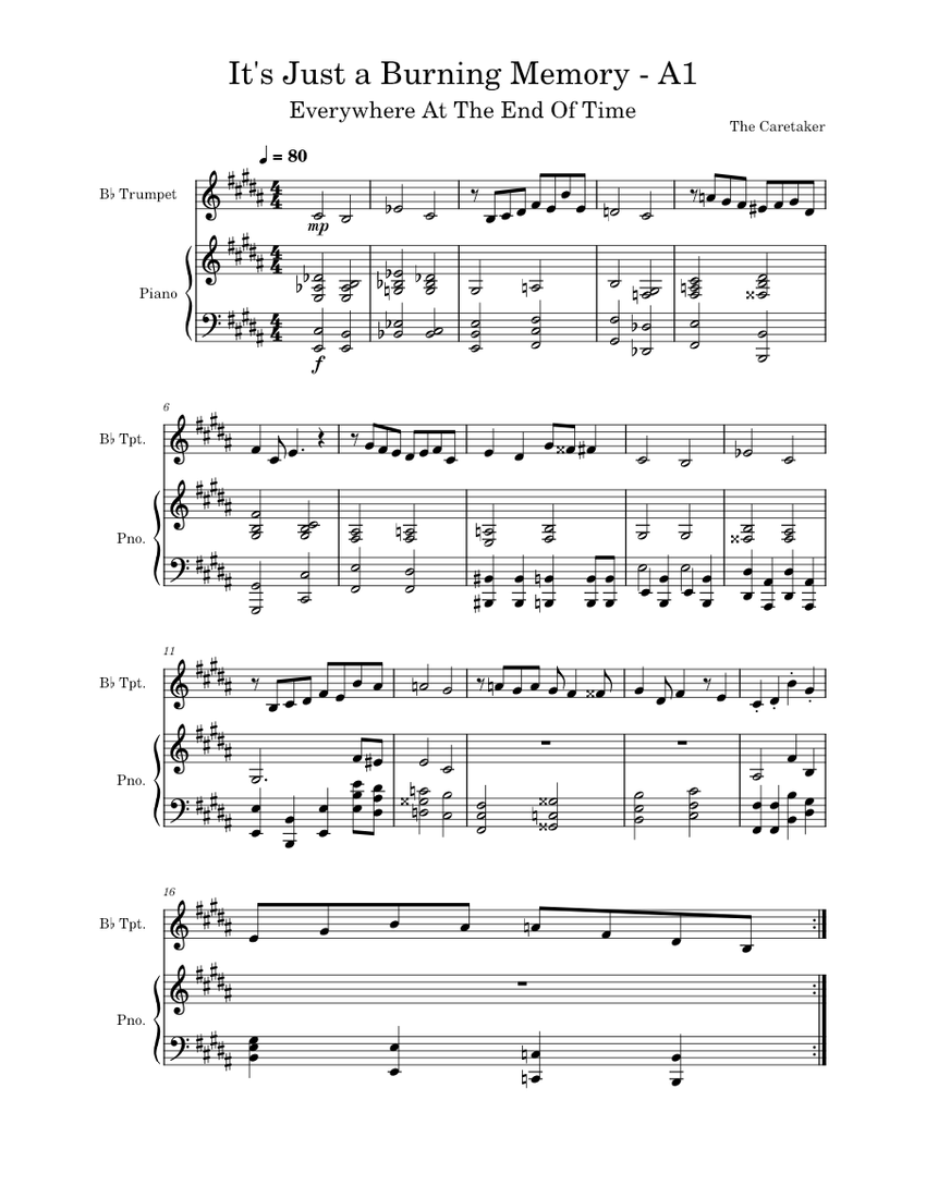 It's Just a Burning Memory - A1 Sheet music for Piano, Trumpet in b ...