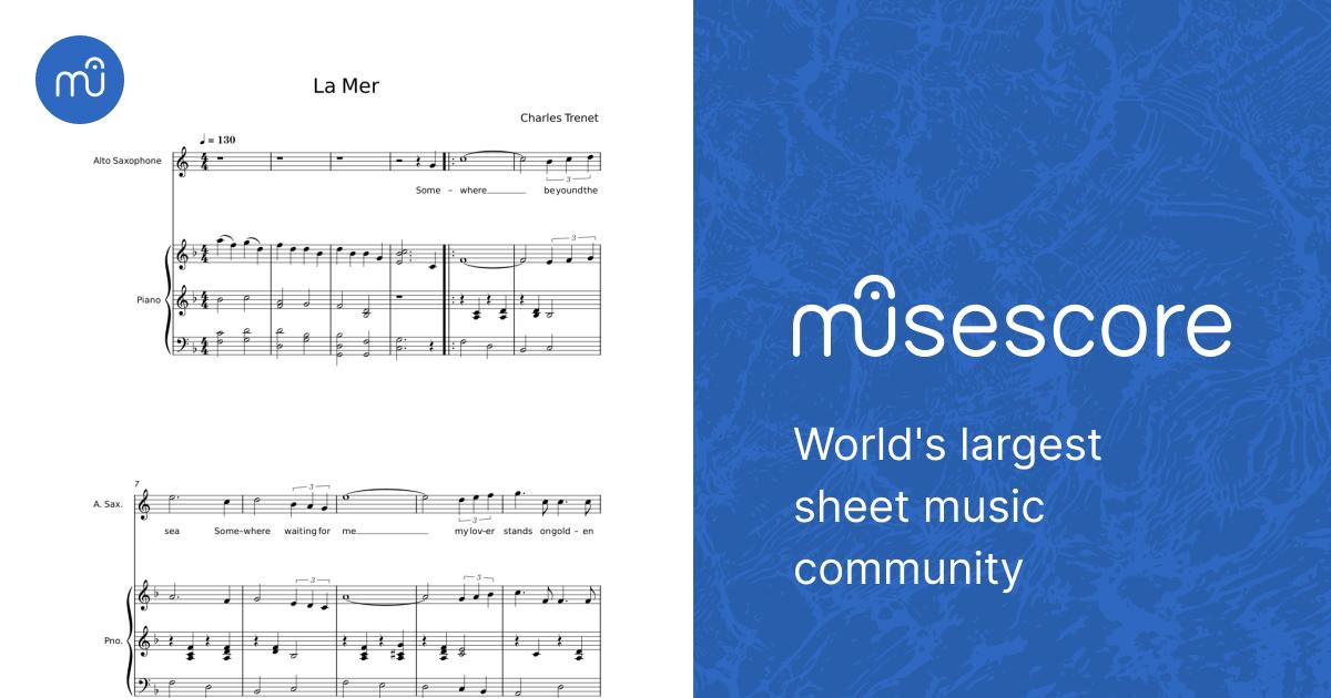 La Mer - Charles Trenet Sheet music for Piano, Saxophone alto (Solo ...