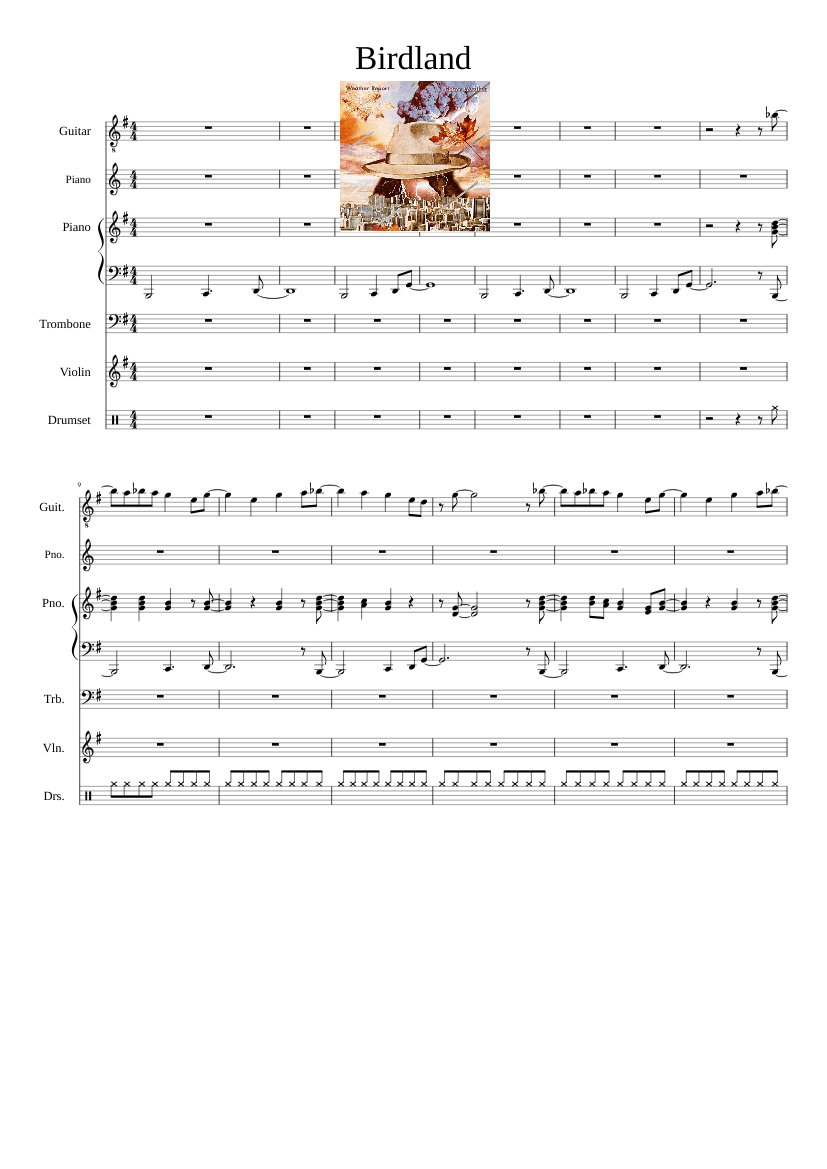Birdland Sheet music for Piano, Trombone, Violin, Guitar (Mixed Quintet ...