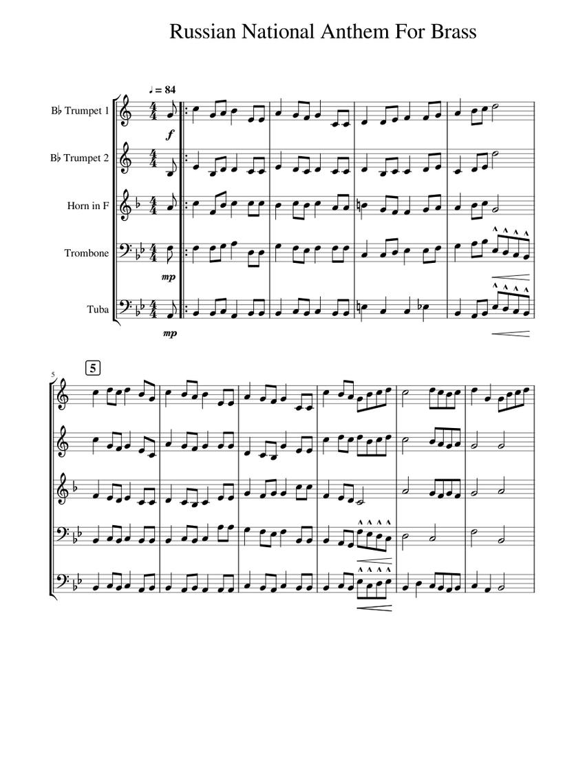 Russian_National_Anthem_Brass_Quintet_1_1 (2) TRANSPOSED Sheet music ...