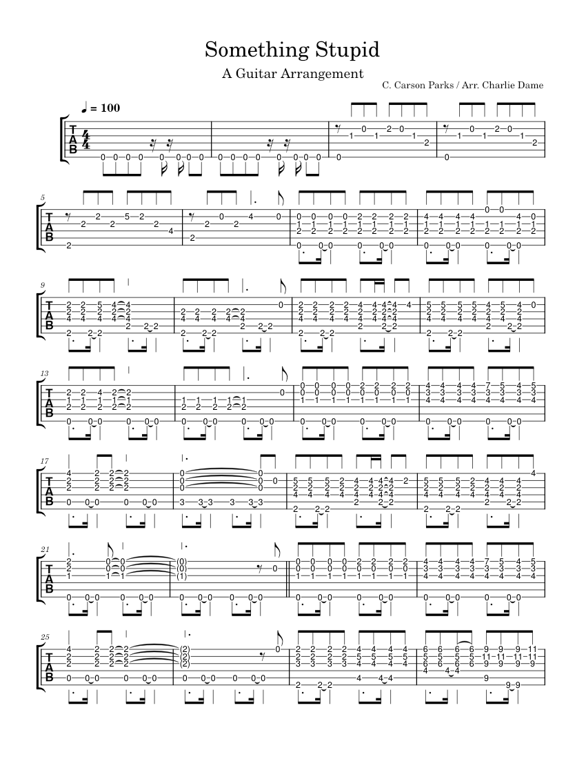 Something Stupid Sheet Music for Guitar (Solo) | MuseScore.com