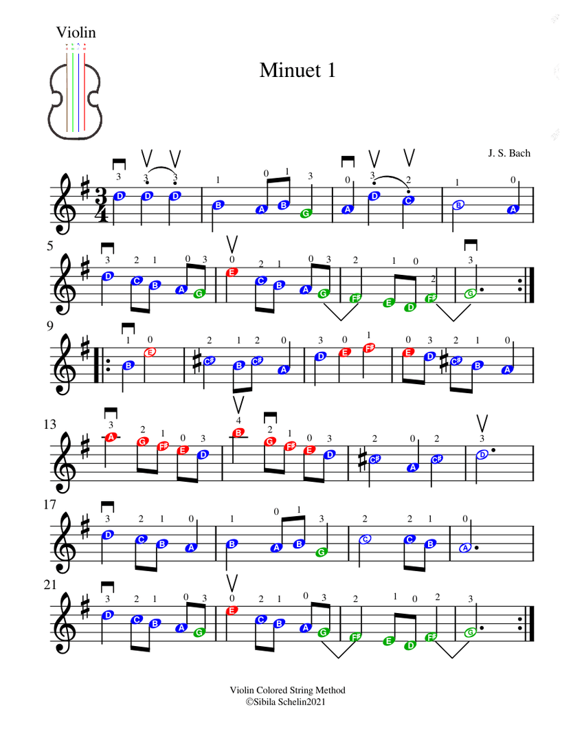 Minuet 1 J. S. Bach Sheet music for Violin (Solo) | Musescore.com