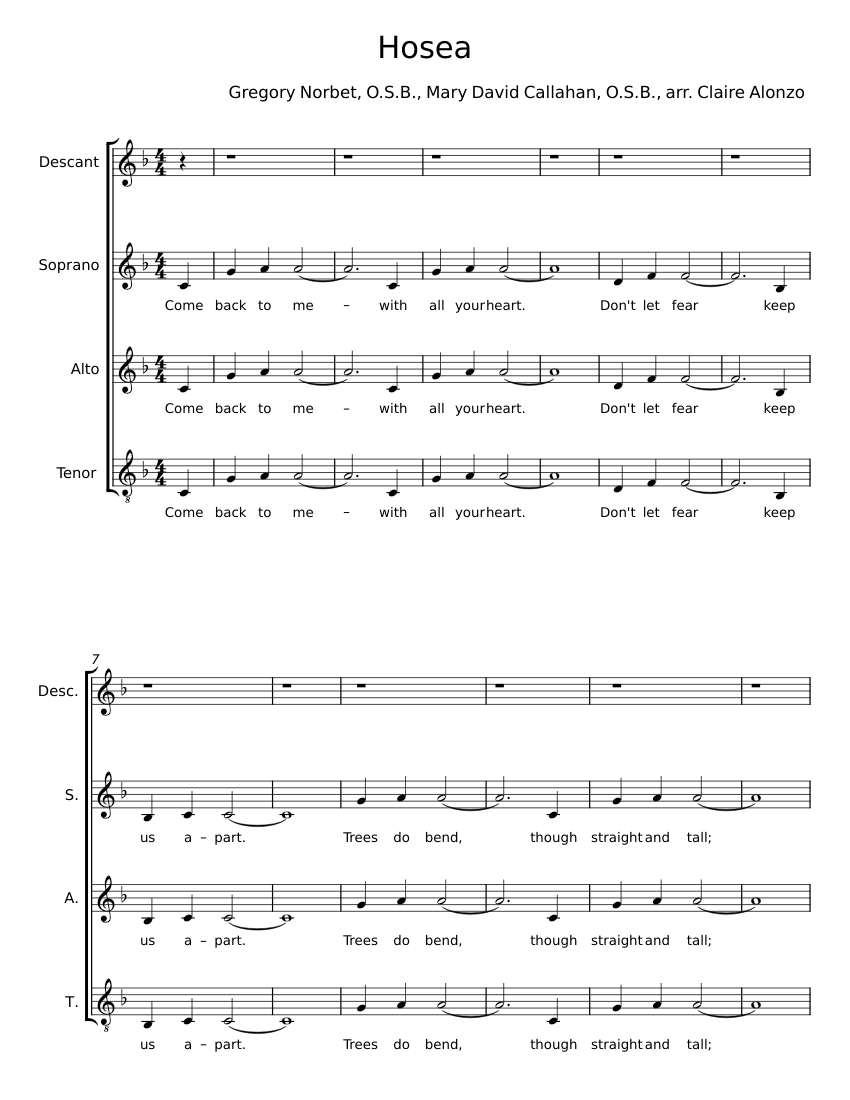 Hosea - Gregory Norbet Sheet music for Synthesizer (Mixed Quartet ...