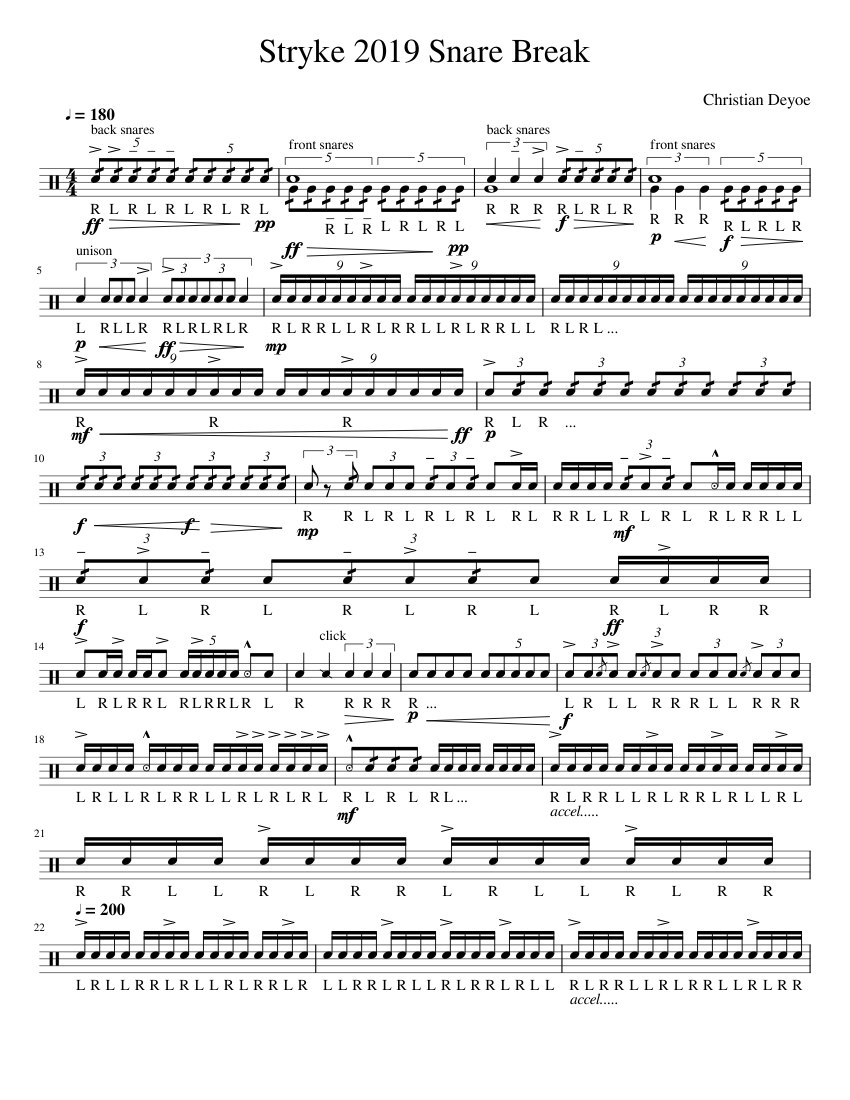 Stryke_2019_Snare_Break Sheet music for Snare drum (Solo) | Musescore.com
