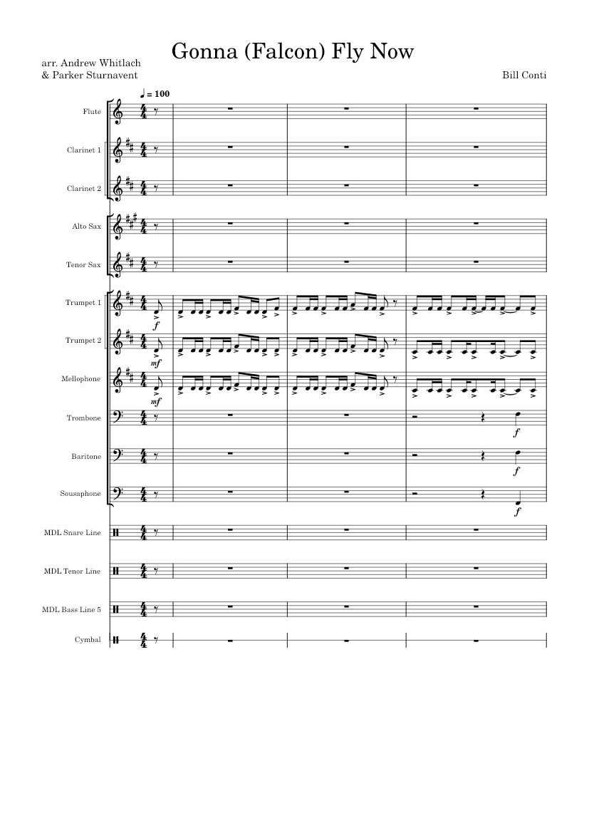 Gonna (Falcon) Fly Now Sheet music for Trombone, Flute, Clarinet in b ...