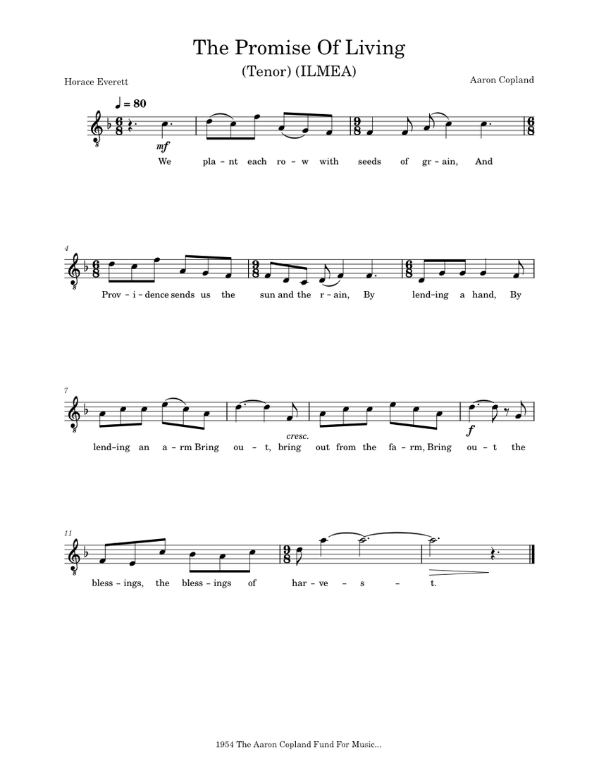 The Promise Of Living (Tenor) (ILMEA) Sheet music for Piano (Men’s ...