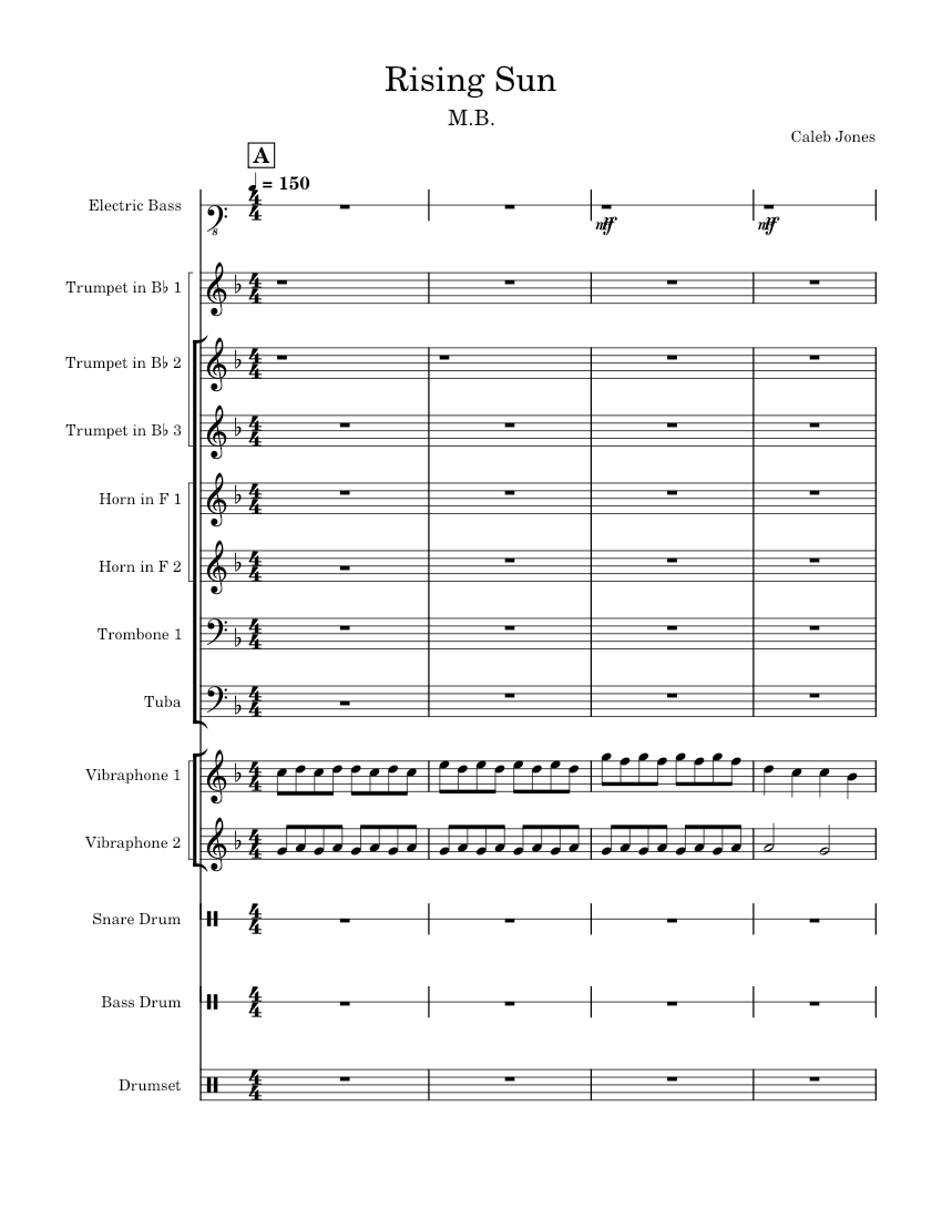 Rising Sun Sheet music for Trombone, Tuba, French horn, Vibraphone ...