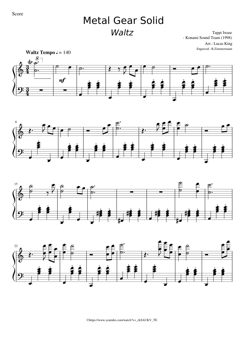 Metal Gear Solid - Waltz Version Sheet music for Piano (Solo ...