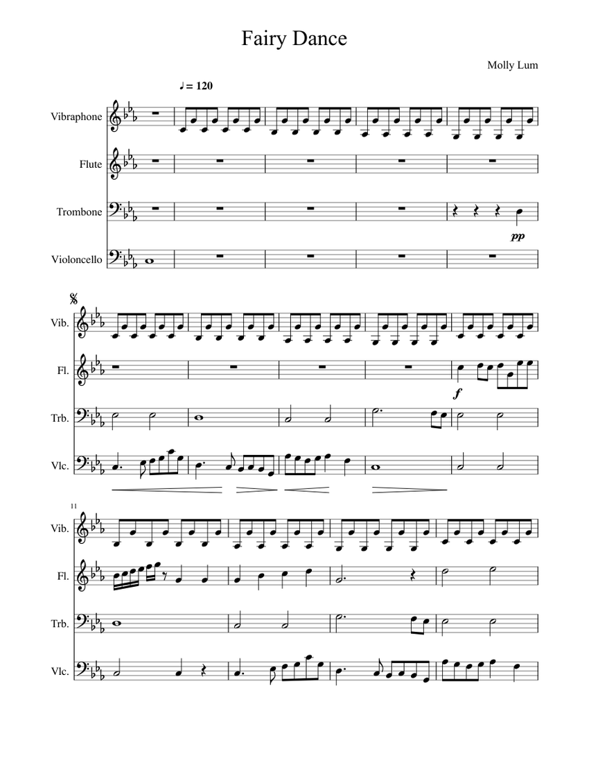 Fairy Dance Sheet music for Trombone, Flute, Cello (Mixed Trio ...