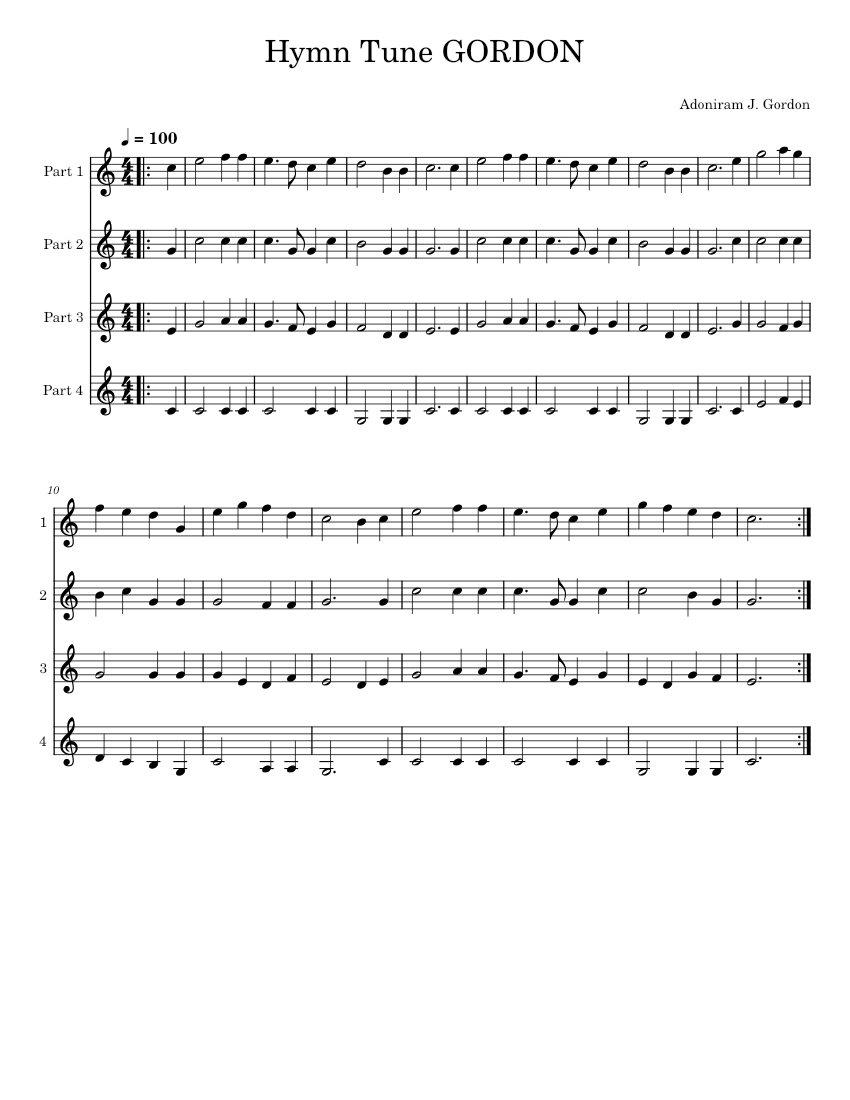 Hymn Tune GORDON Sheet music for Baritone horn (Brass Quartet ...
