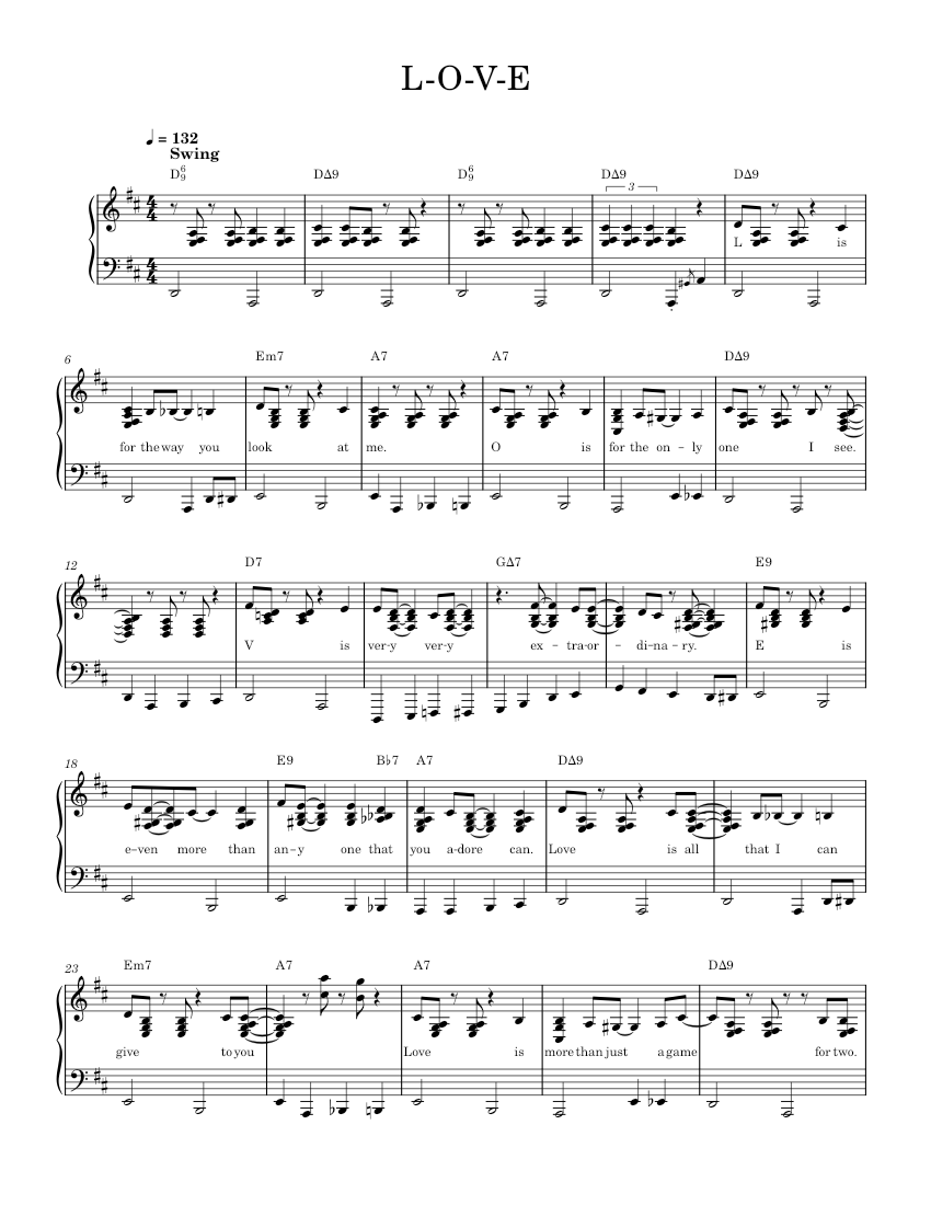 L-O-V-E – Nat King Cole Sheet Music with Chords for Piano (Solo ...