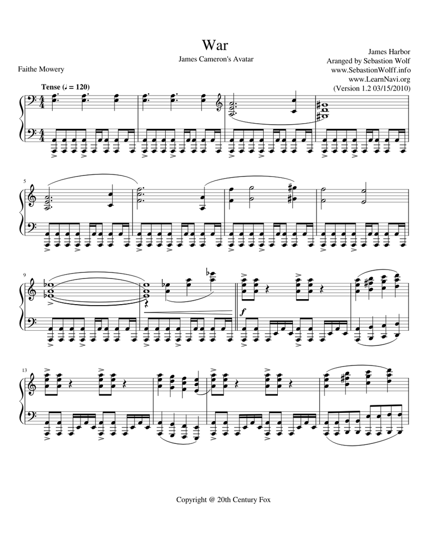 War Sheet music for Piano (Solo) | Musescore.com