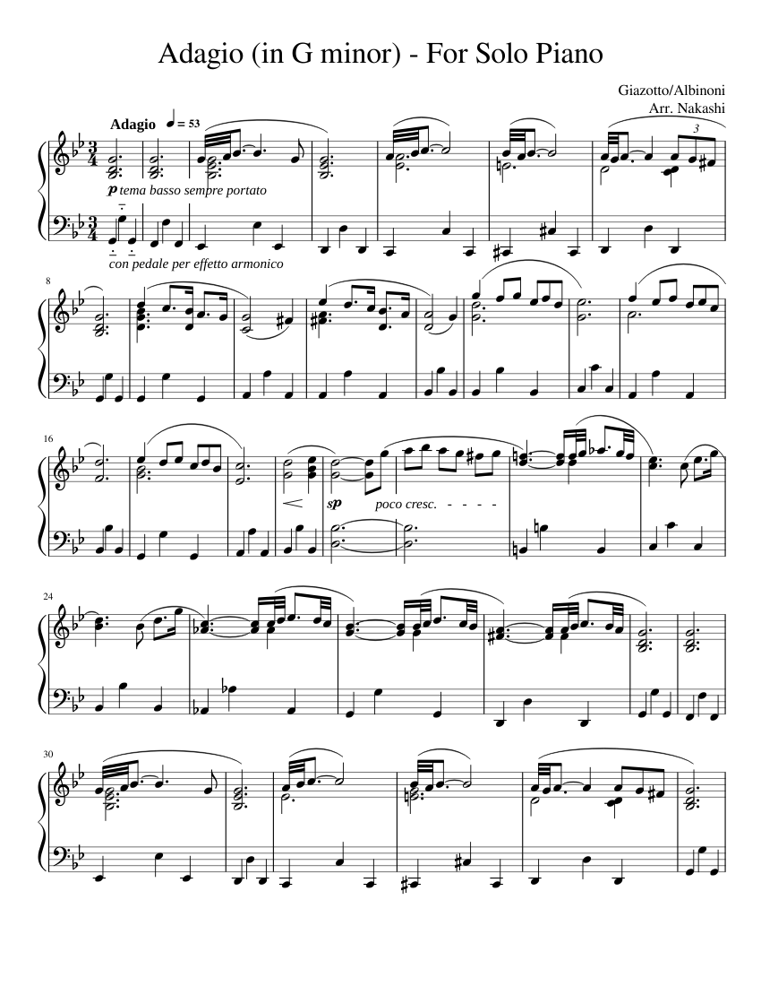 Adagio in G minor Piano Sheet music for Piano (Solo) | Musescore.com
