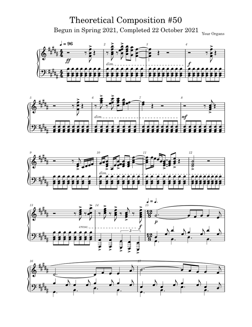 Theoretical Composition #50 Sheet music for Piano (Solo) | Musescore.com