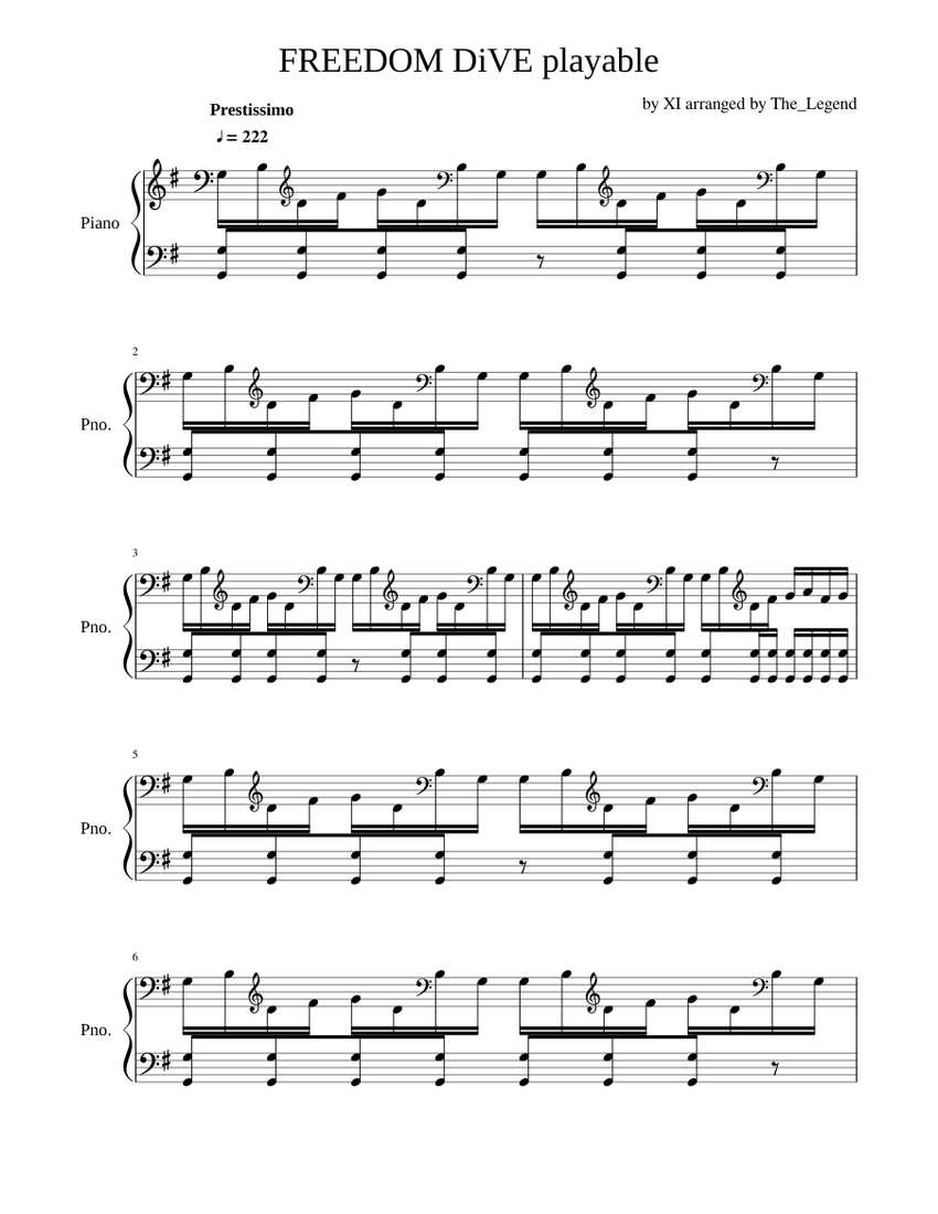 FREEDOM DiVE playable(not true) Sheet music for Piano (Solo ...