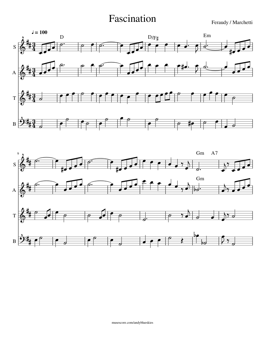Fascination - Recorder Quartet Sheet music for Recorder (Mixed Quartet ...