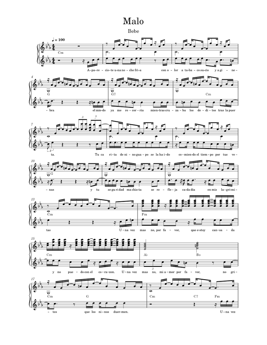 Malo Sheet music for Piano (Solo) | Musescore.com