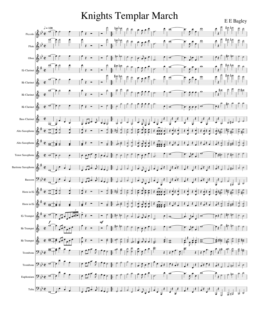 Knights Templar March Sheet music for Trombone, Euphonium, Tuba, Flute ...