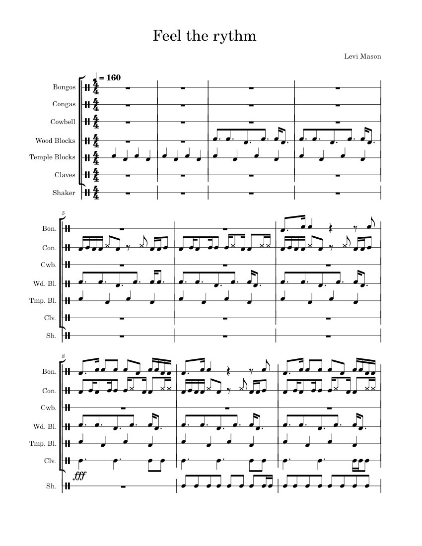 Feel the rythm Sheet music for Drum group, Woodblock, Bongo, Claves ...
