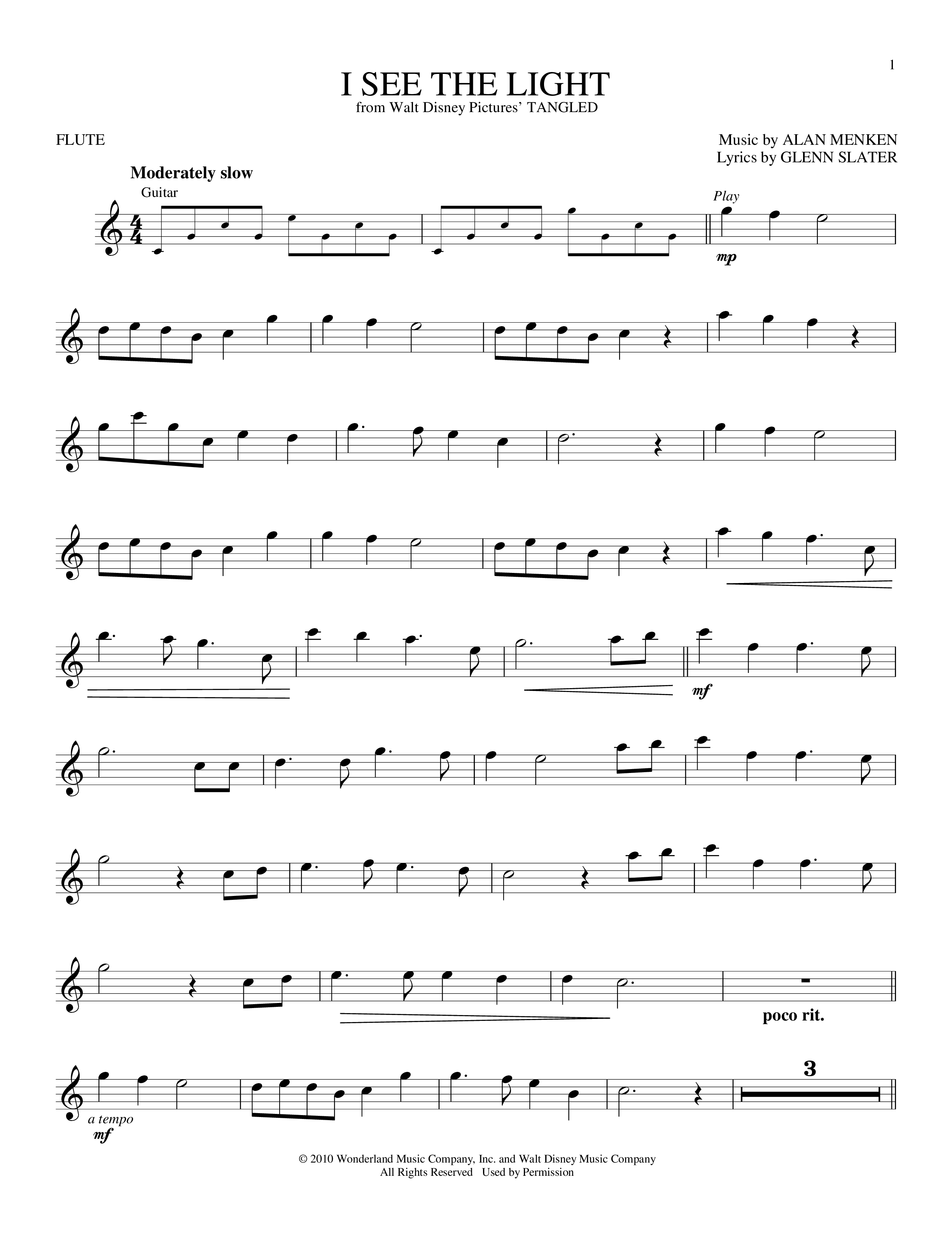 I See The Light Sheet music for Flute by Mandy Moore, Tangled Movie ...