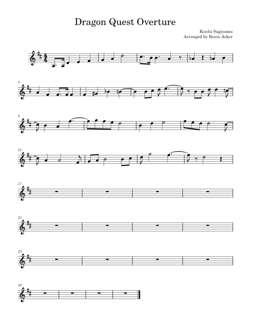 Dragon Quest Overture - Trumpet Solo Sheet music for Trumpet in b-flat ...