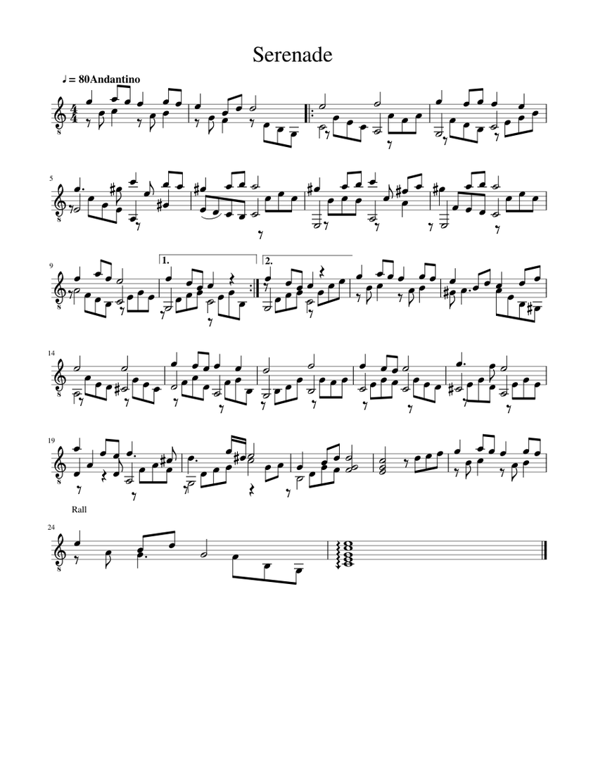 Serenade Sheet music for Guitar (Solo) | Musescore.com