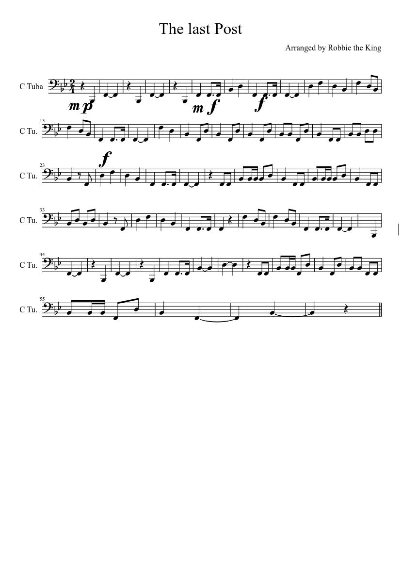 The Last Post Sheet music for Tuba (Solo) | Musescore.com