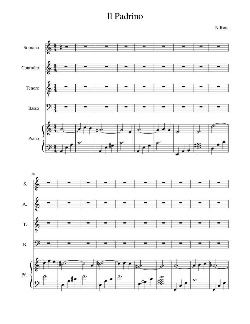 Il Padrino Sheet music for Piano (Solo) | Download and print in PDF or MIDI free sheet music ...
