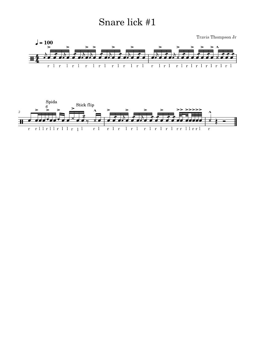 Snare Lick #1 Sheet music for Snare drum (Solo) | Musescore.com