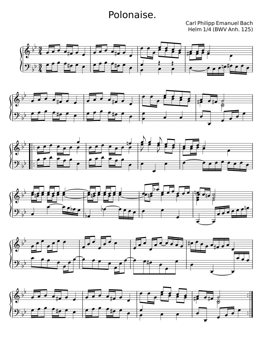 Polonaise in g minor anna magdalena notebook - Carl Philipp Emanuel ...
