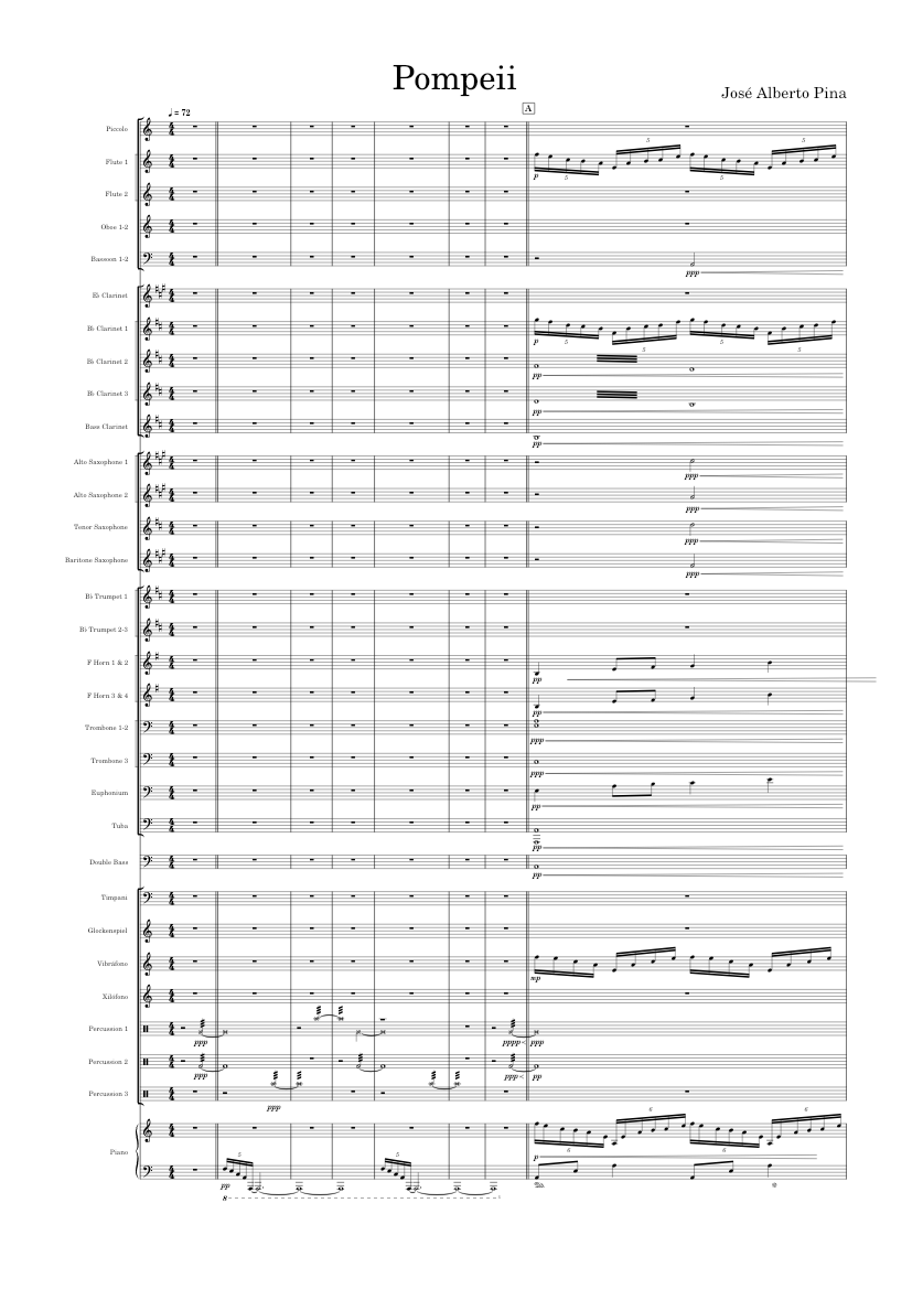 Pompeii – José Alberto Pina Pompeii Sheet music for Piano, Trombone ...